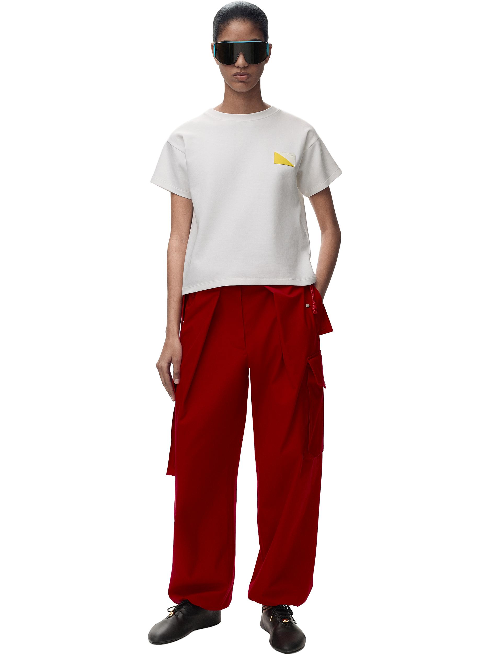 LOEWE LOEWE Cotton Blend T-shirt with Leather Flamenco Knot Detail