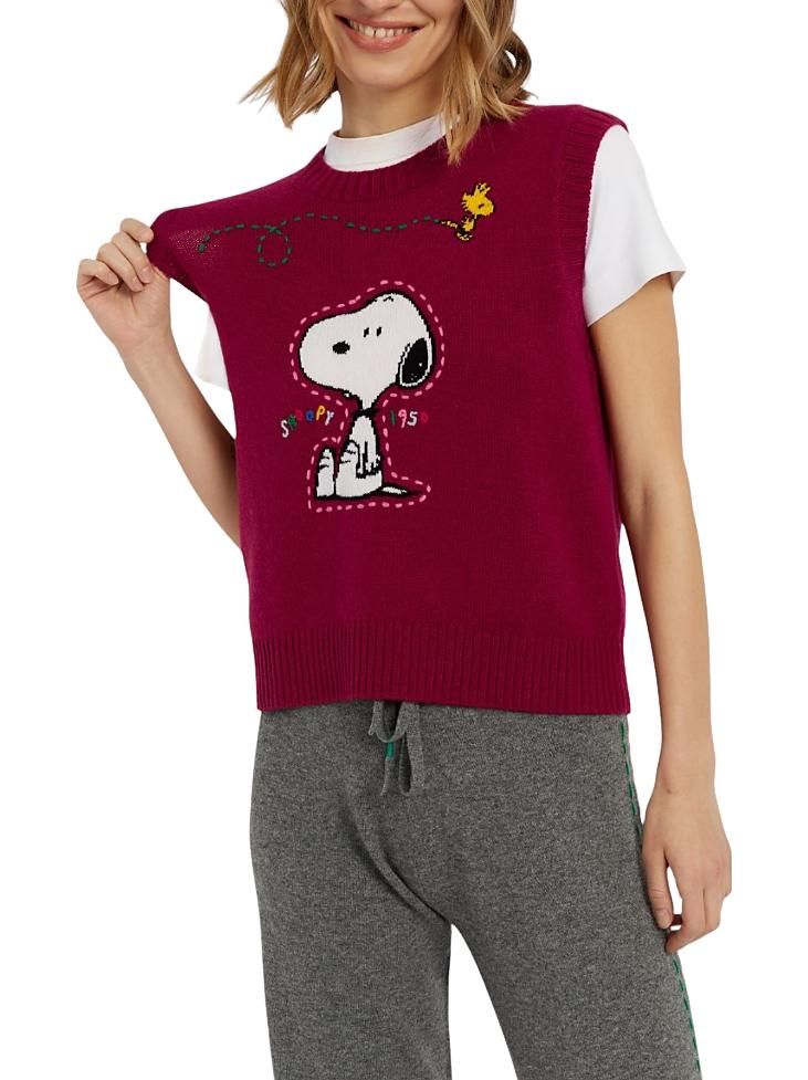 CHINTI & PARKER Chinti & Parker Wool-Cashmere Snoopy & Woodstock Intarsia Vest