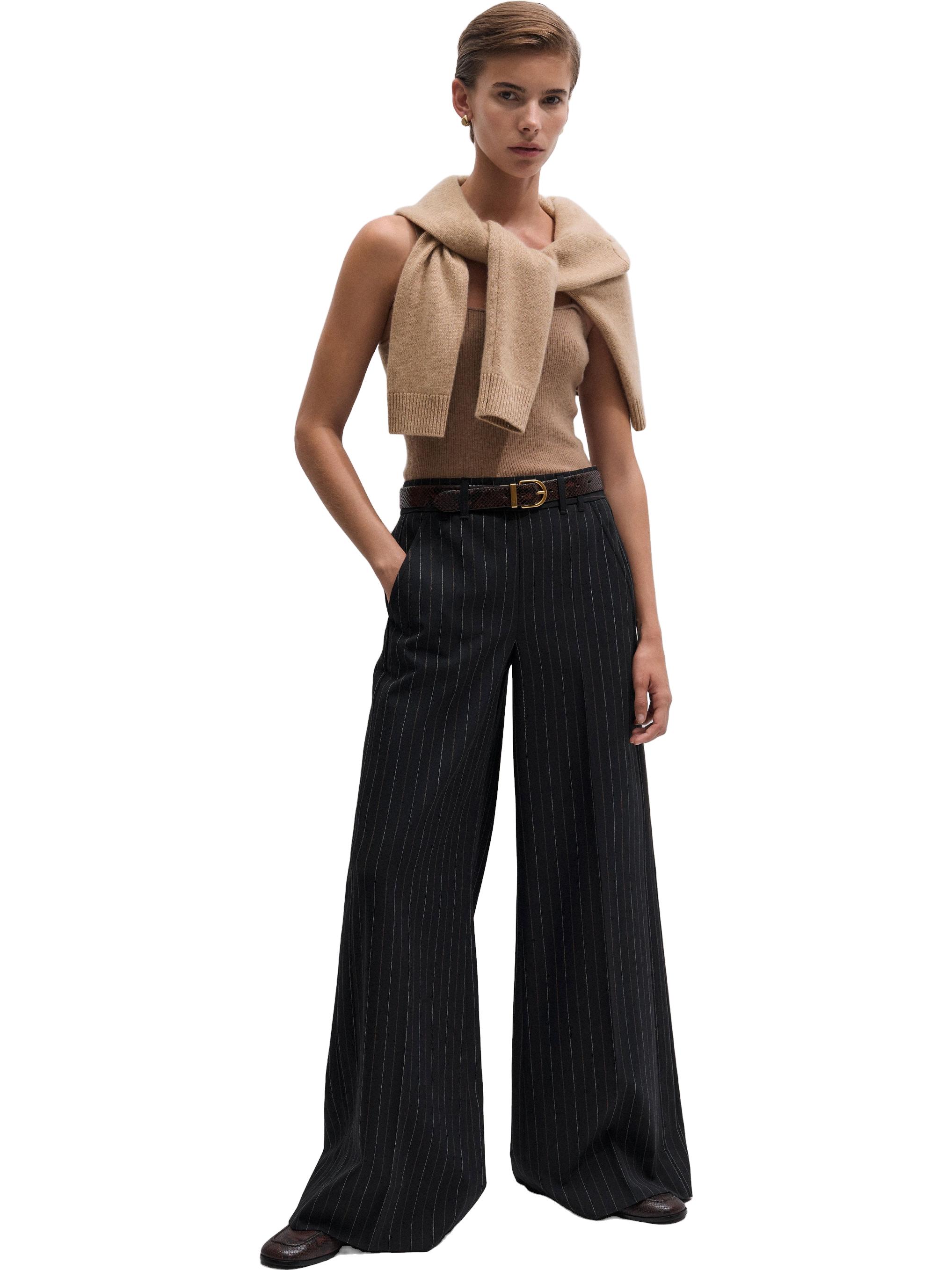 ME+EM ME+EM Wide-Leg Pinstripe Wool Blend Trousers
