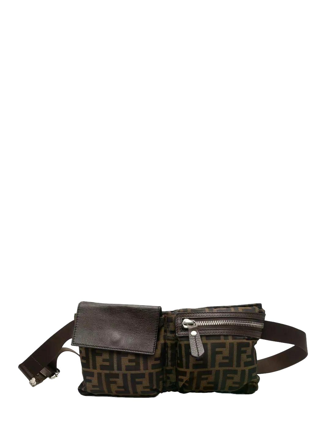 FENDI Fendi Zucca Canvas Double Pocket Belt Bag
