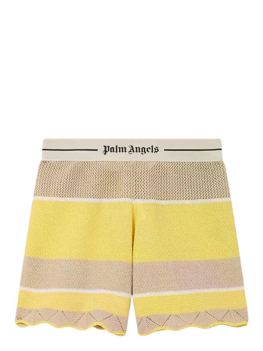 PALM ANGELS Palm Angels Striped Logo Beach Knit Shorts