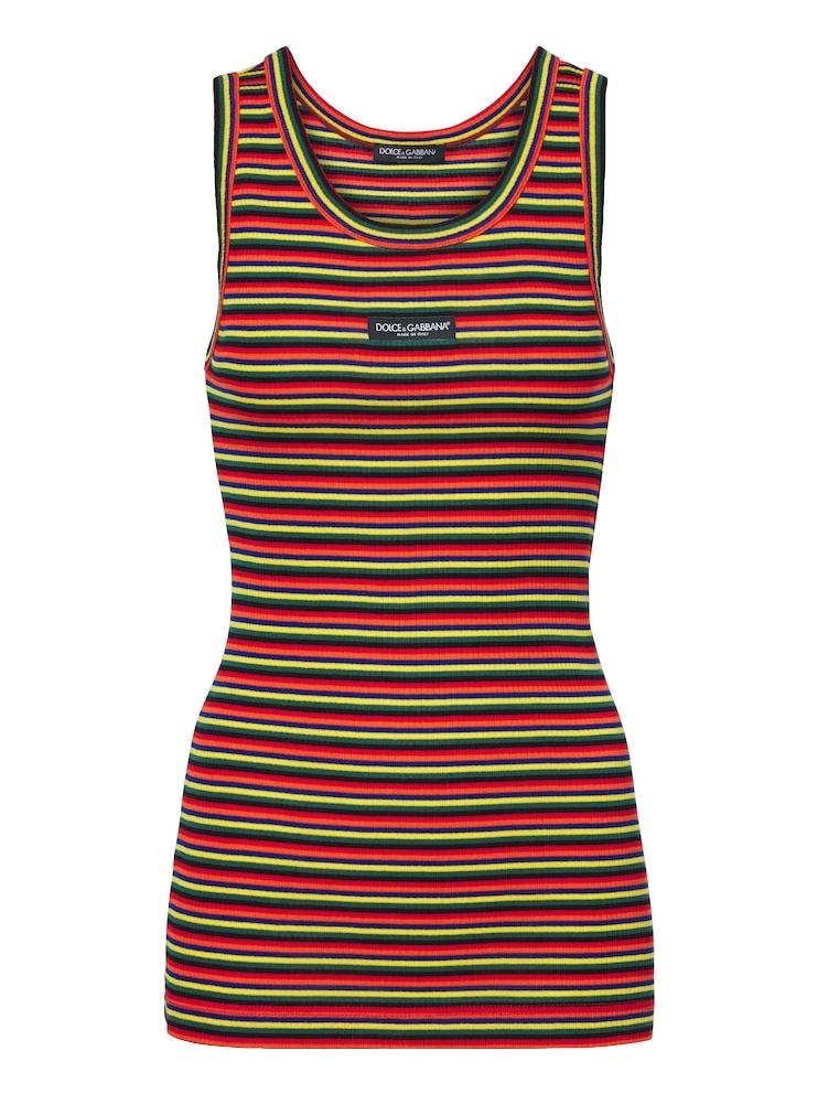 DOLCE & GABBANA Dolce&Gabbana Striped Cotton Ribbed Tank Top