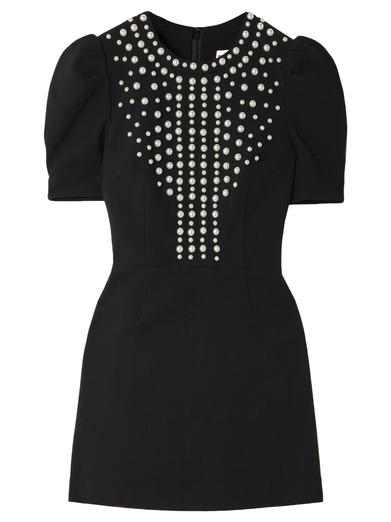 REBECCA VALLANCE Rebecca Vallance Puff-Sleeve Pearl-Embellished Mini Dress