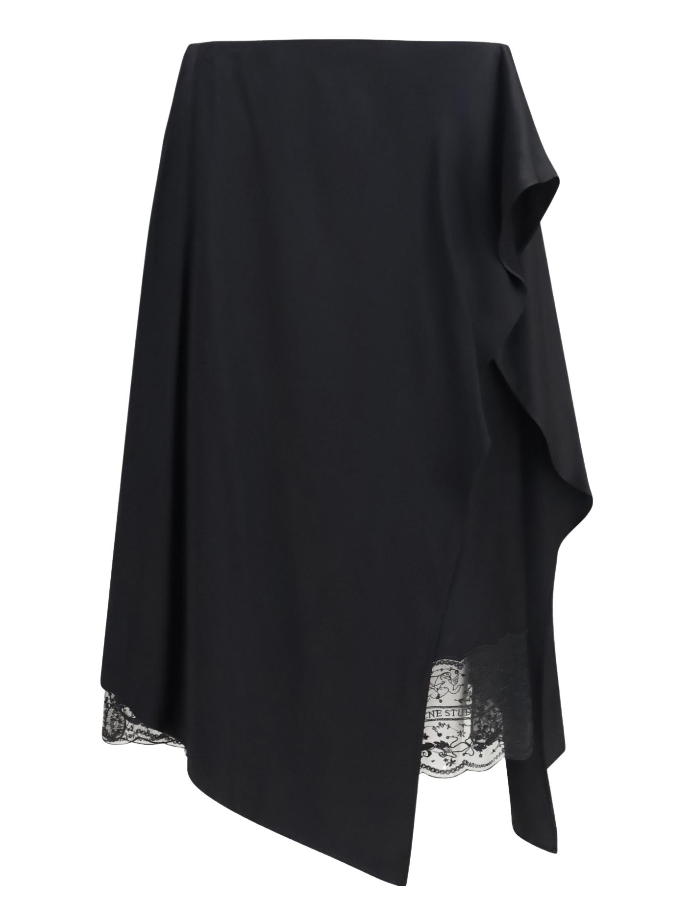 ACNE STUDIOS Acne Studios Satin Ruffle Skirt with Lace Trim