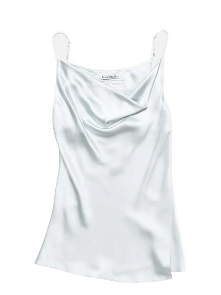 ACNE STUDIOS Acne Studios Shiny Satin Tank Top with Adjustable Straps and Side Slit