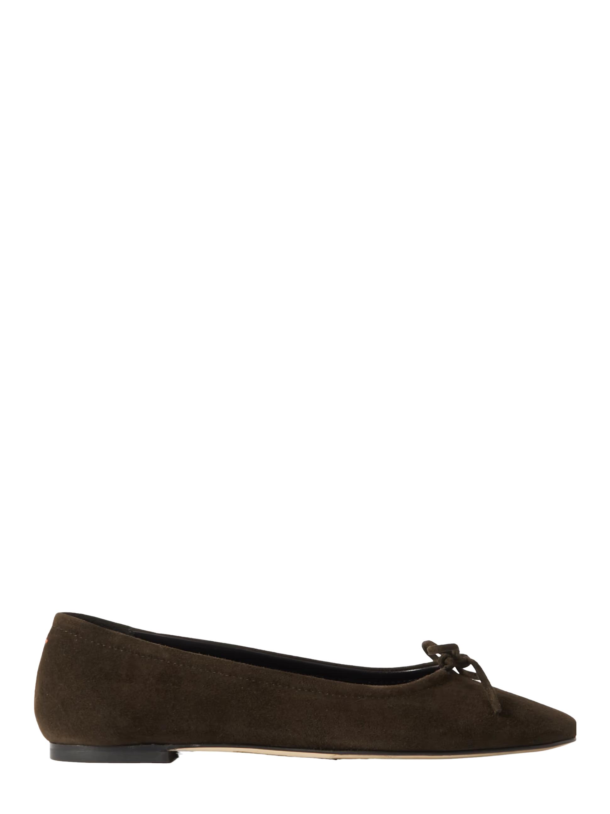 AEYDĒ Aeyde Delfina Suede Ballet Flats with Bow Detail