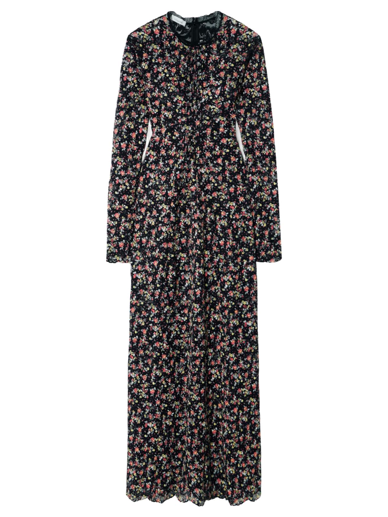 PACO RABANNE Paco Rabanne Pleated Embroidered Lace Maxi Dress