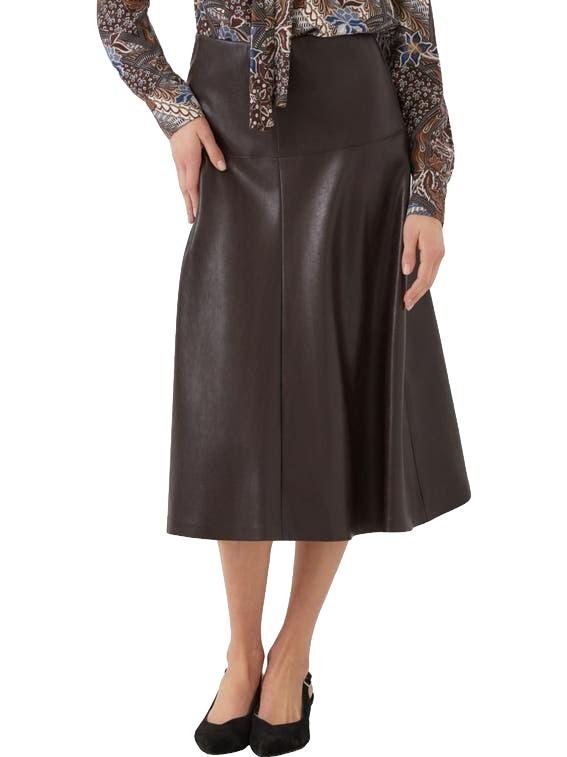 KAREN KANE Karen Kane Faux Leather A-Line Midi Skirt