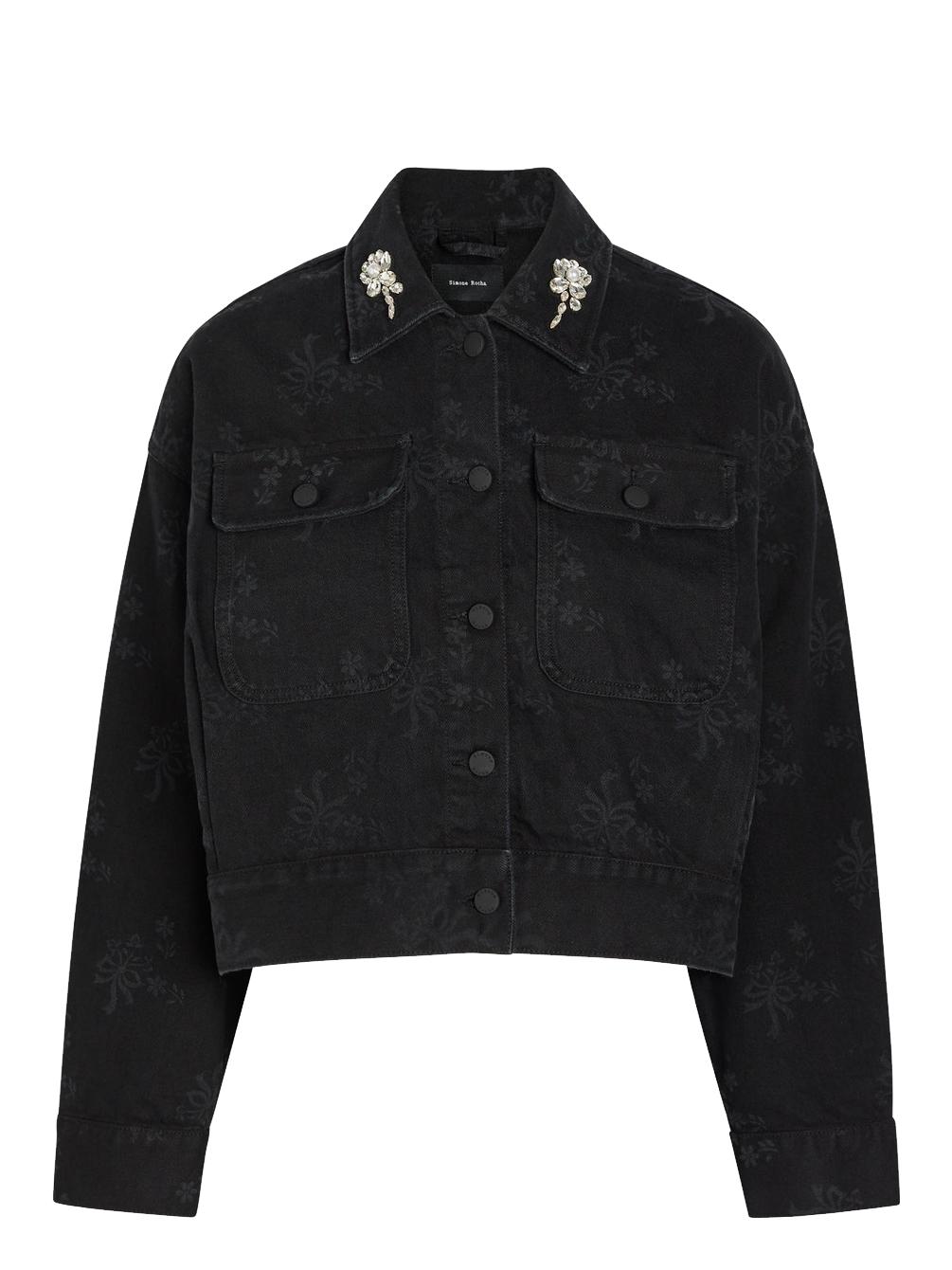 SIMONE ROCHA SIMONE ROCHA Crystal-Embellished Floral Denim Jacket
