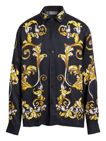 VERSACE man shirt black size 38 viscose