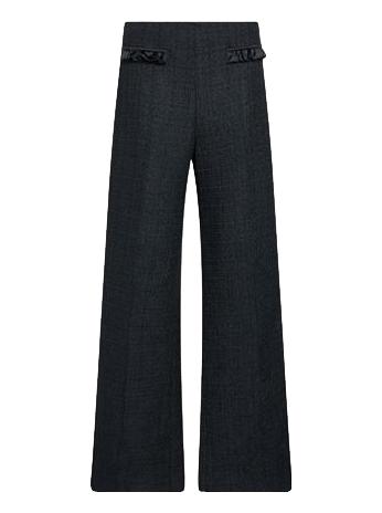 SANDRO Sandro Wide-Leg Tweed Pants with Ruffle Detail