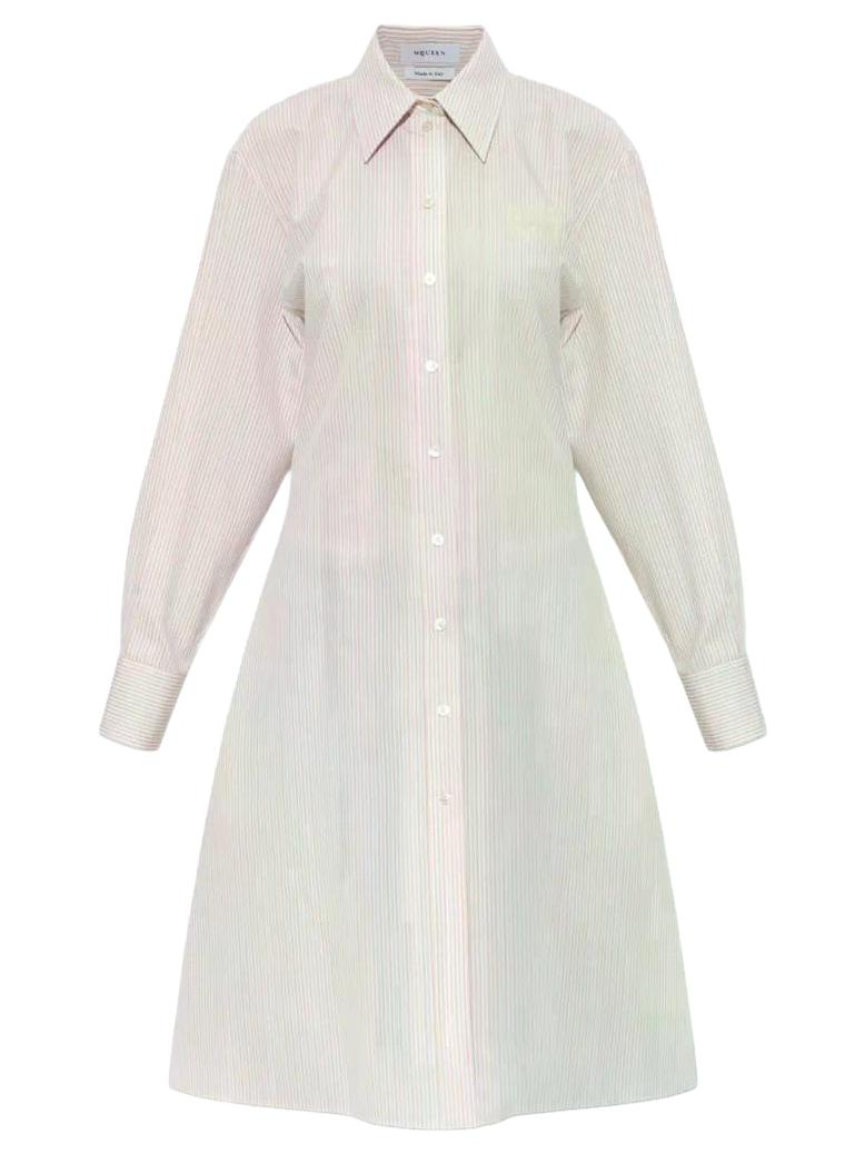 ALEXANDER MCQUEEN Alexander McQueen Striped Lace-Up Shirt Midi Dress