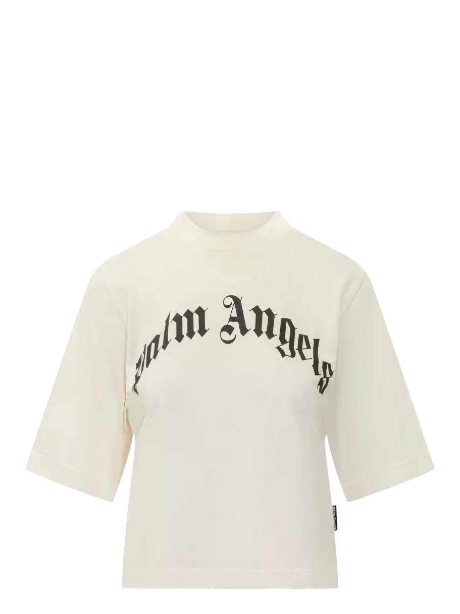 PALM ANGELS Palm Angels Logo Print Cropped T-Shirt