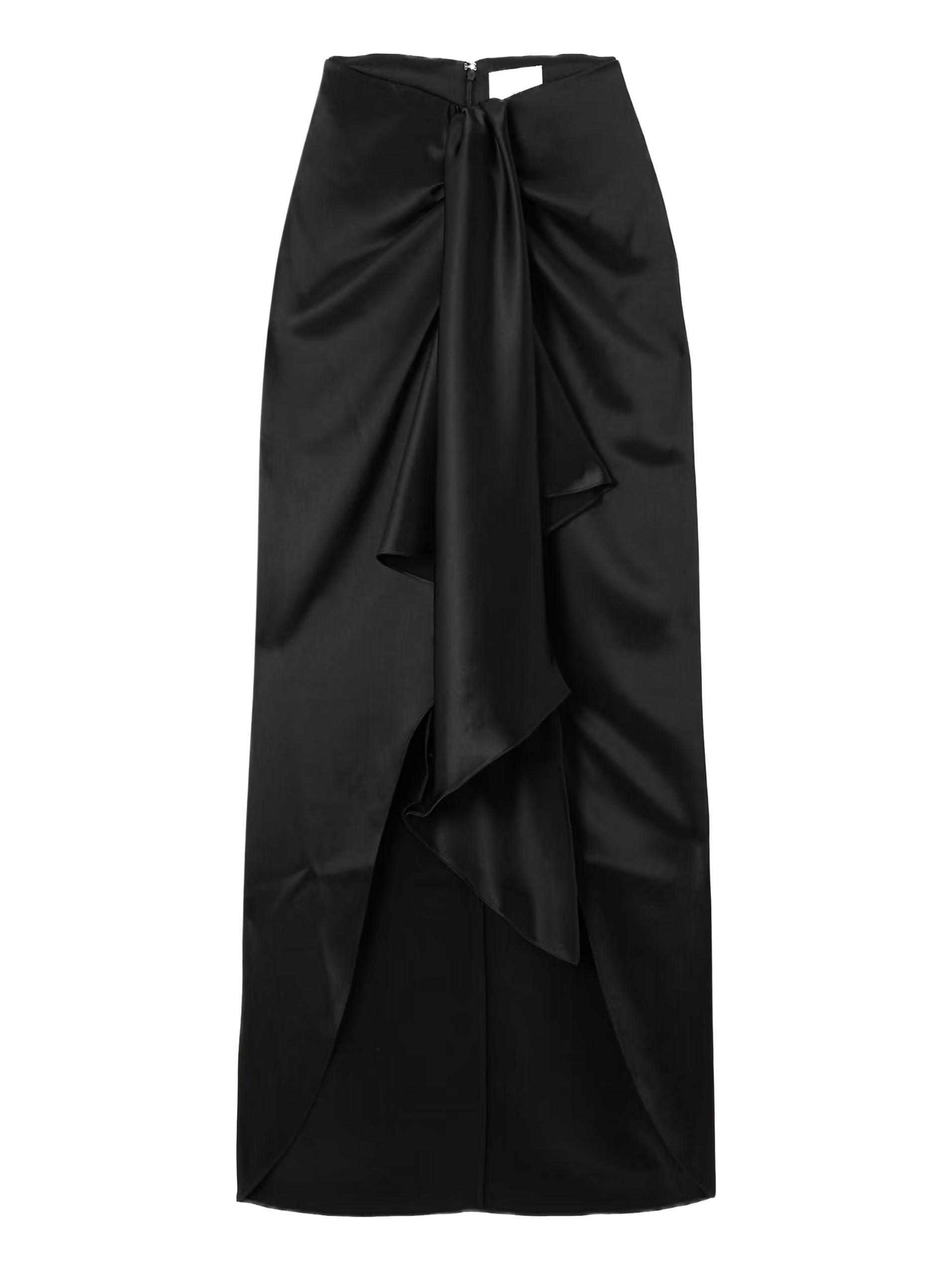 GALVAN Galvan Asymmetric Satin Maxi Skirt