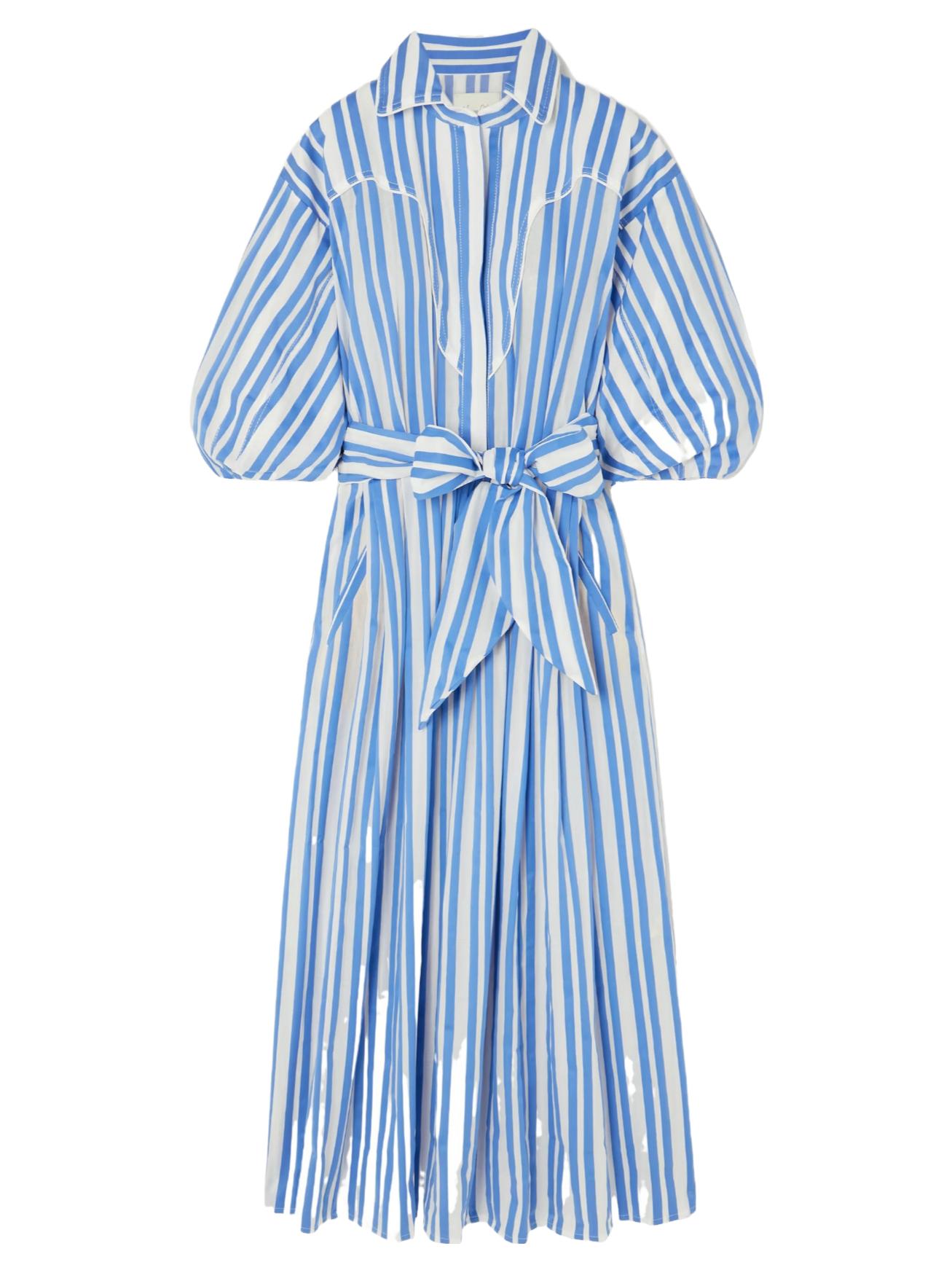 JOHANNA ORTIZ Johanna Ortiz Belted Striped Cotton-Voile Midi Dress