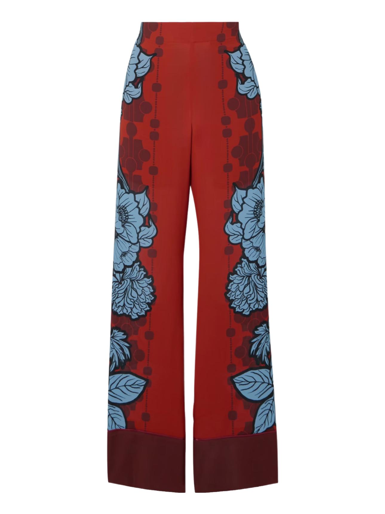 BORGO DE NOR Borgo de Nor Floral Printed Satin Wide Leg Trousers