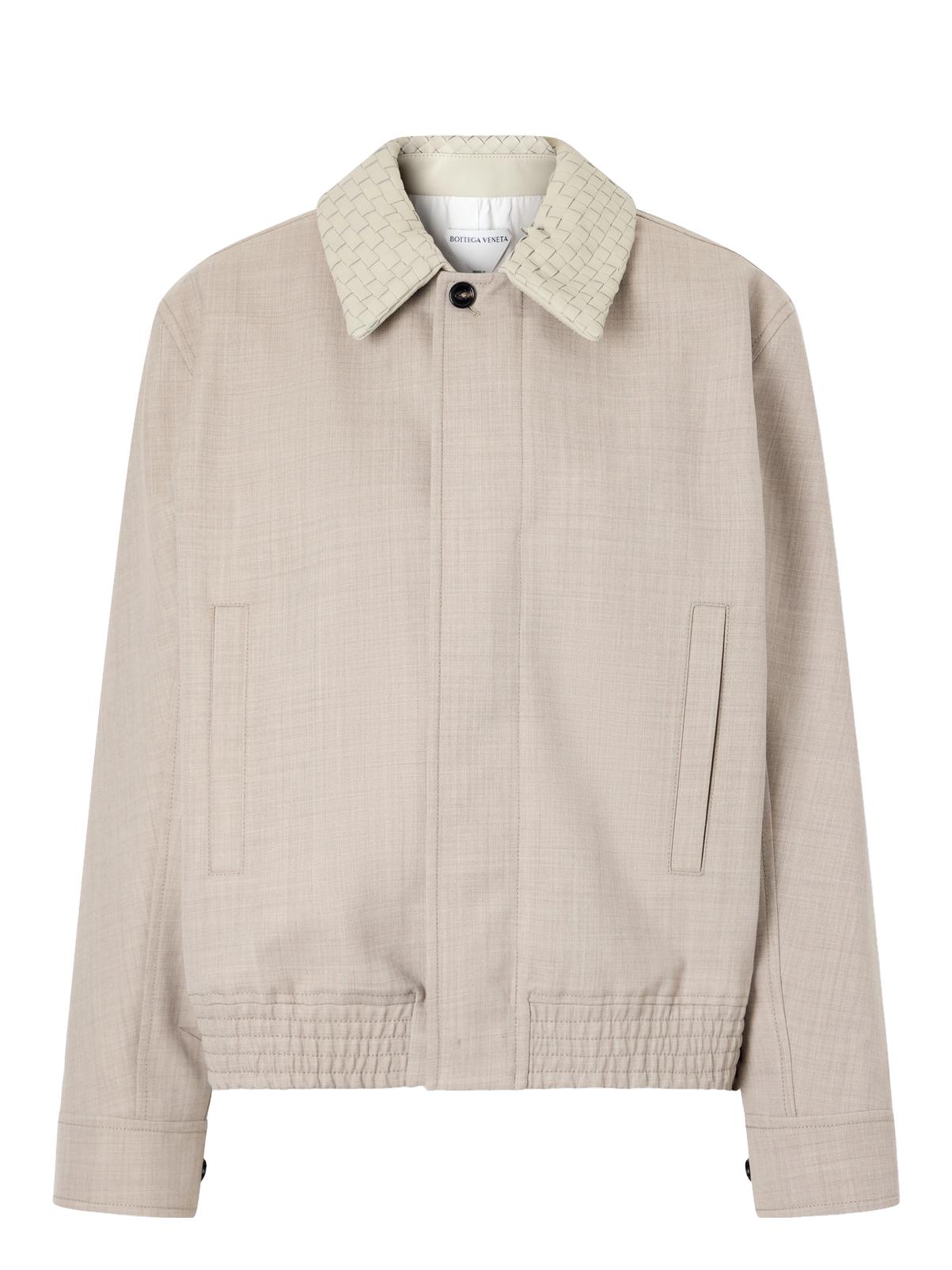 BOTTEGA VENETA Bottega Veneta Intrecciato Leather-Trimmed Cotton and Linen-Blend Jacket