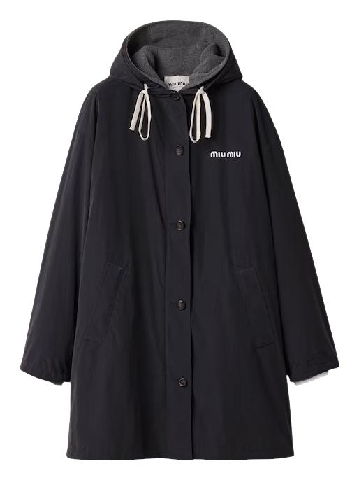 MIU MIU Miu Miu Single-Breasted Pongé and Fleece Caban Jacket