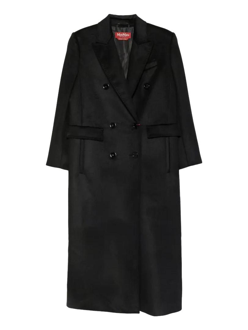 MAX MARA Virgin Wool Double-Breasted Peak Lapel Coat
