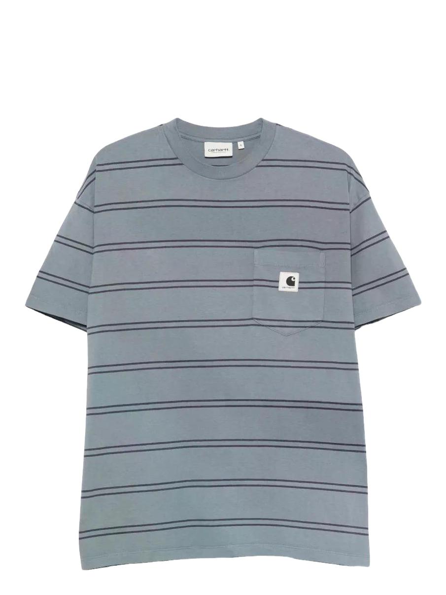 CARHARTT WORK IN PROGRESS Carhartt WIP S/S Bert Pocket T-Shirt in Striped Polycotton Jersey