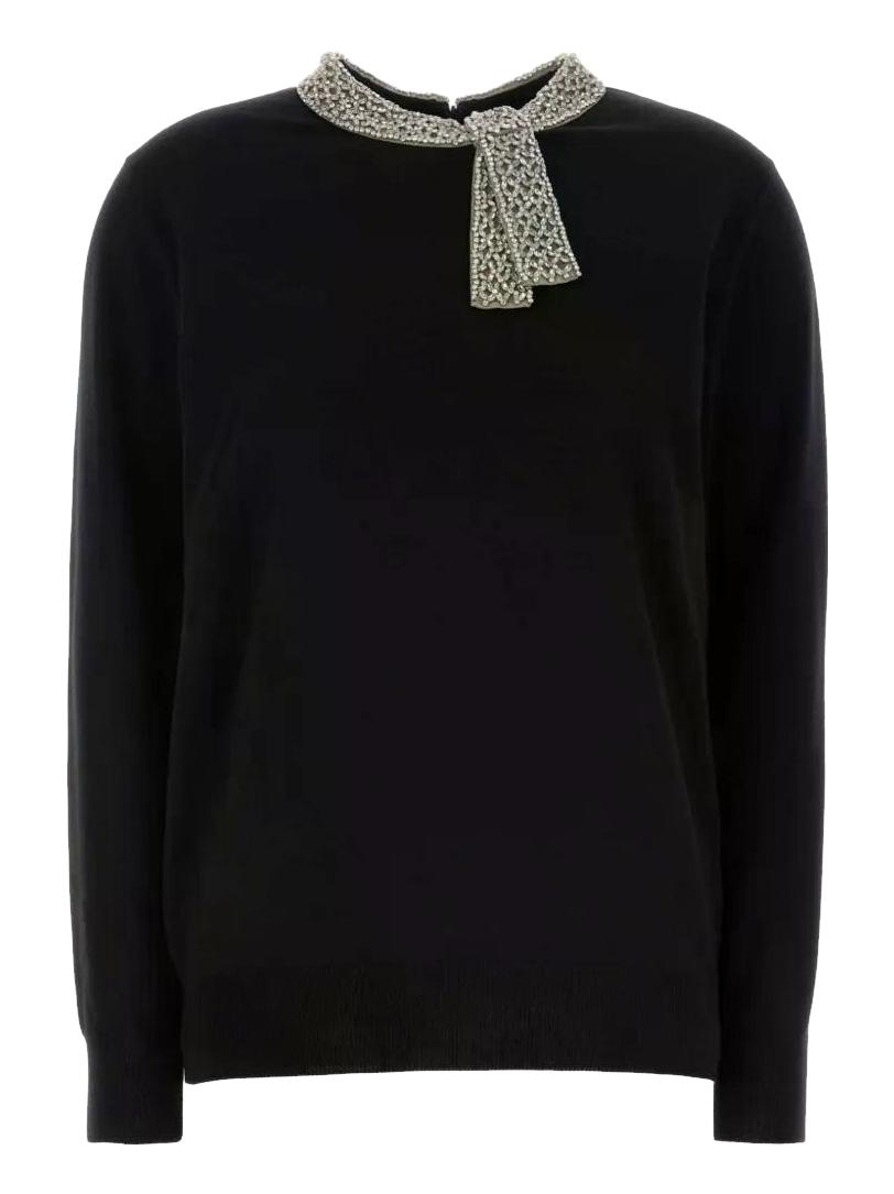 VALENTINO Red Wool Crepe Trousers with V Detail