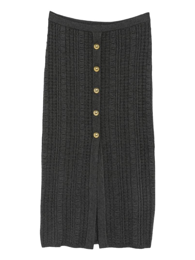 TWINSET Twinset Cable-Knit Button-Front Midi Skirt