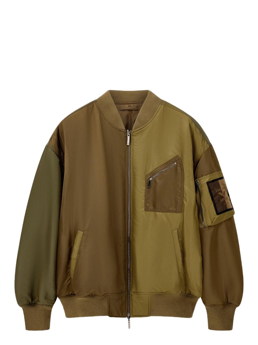 EMPORIO ARMANI Emporio Armani Blouson Jacket with Ribbed Trims and Zippered Sleeve Pocket