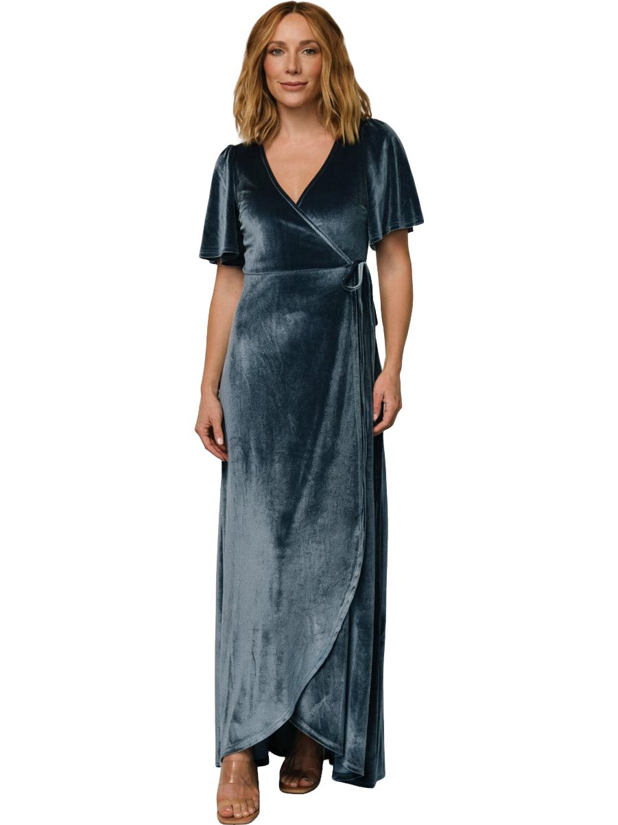 XH TEXTILES XH Textiles Katelyn Velvet Maxi Wrap Dress
