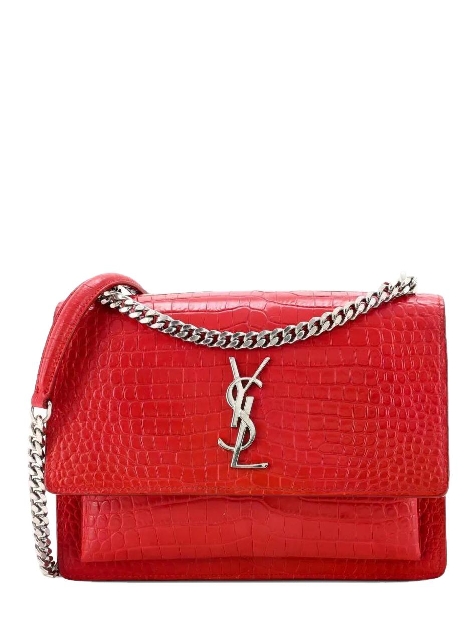 SAINT LAURENT Saint Laurent Pre-Owned 2019 Croc Embossed Leather Monogram Cassandra Crossbody Bag