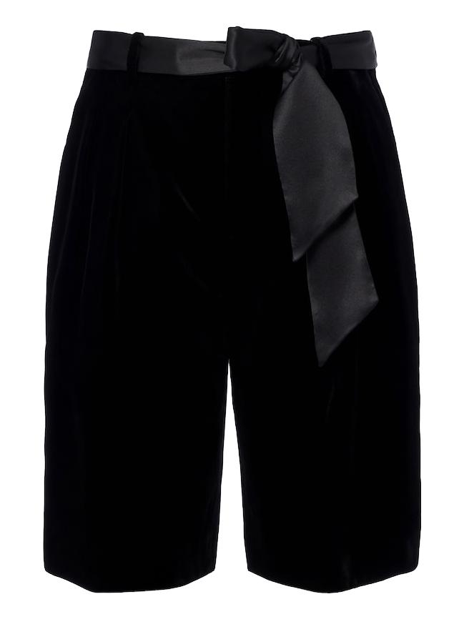 SAINT LAURENT Saint Laurent Belted Velvet Bermuda Shorts
