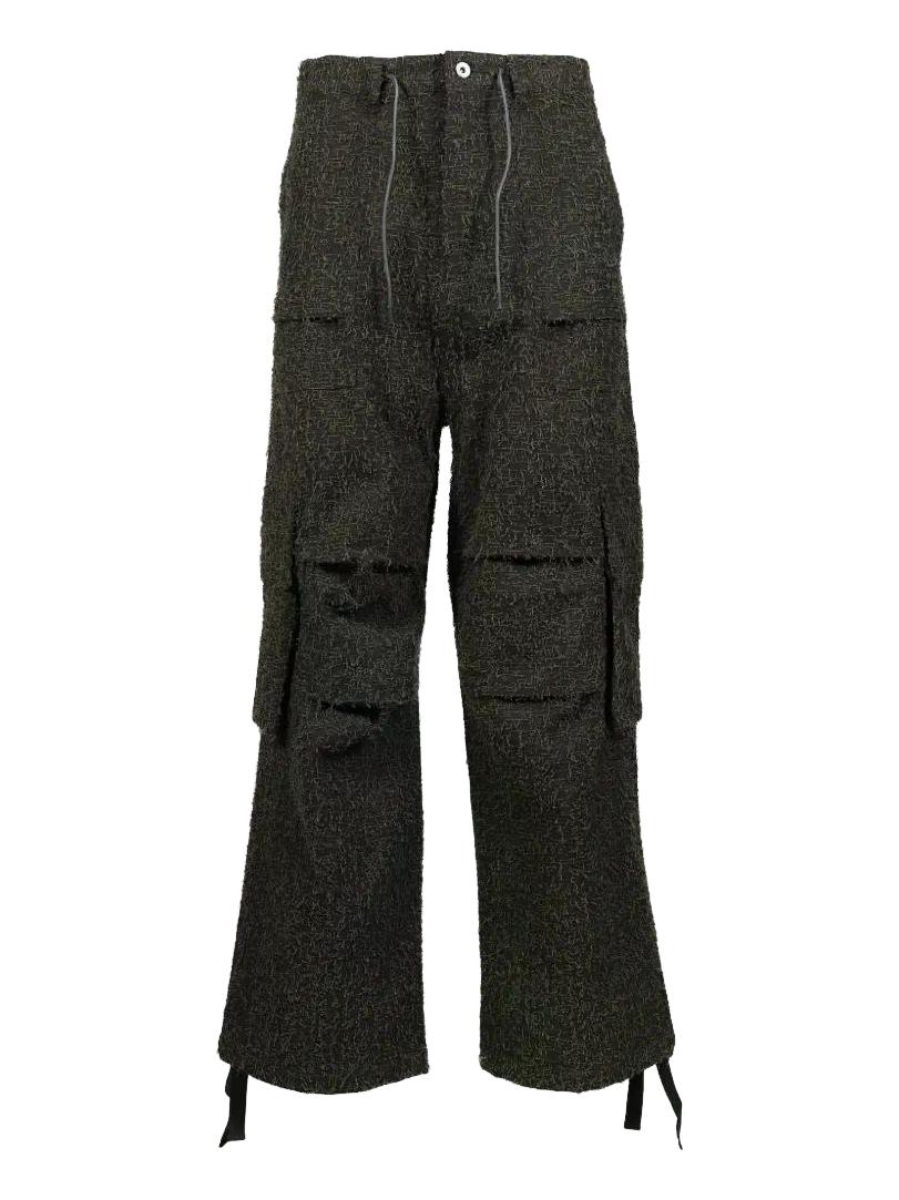 FILTH FILTH Distressed Cargo Pants with Drawstring Cuffs
