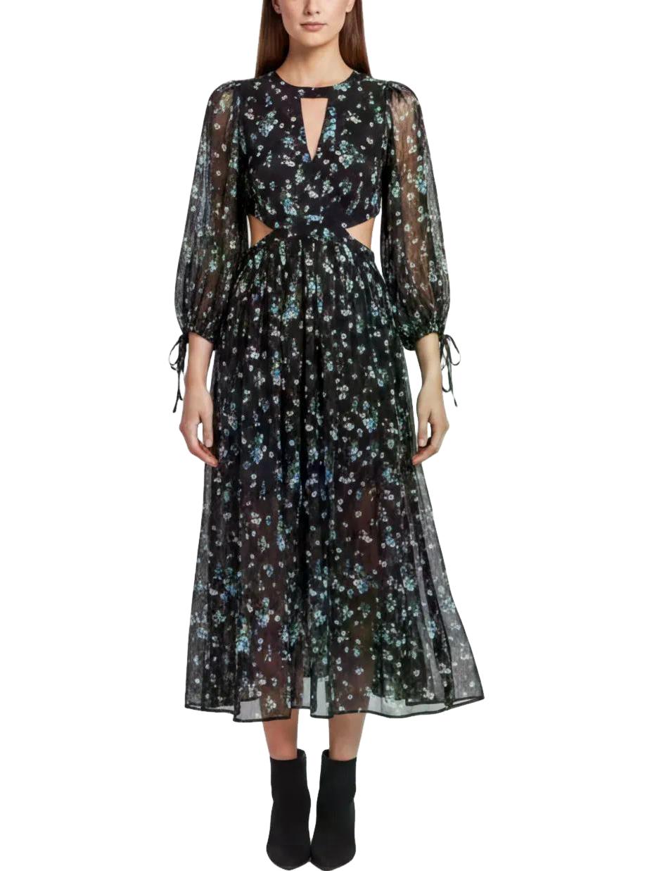 MAJE Maje Floral Print Cut-Out Maxi Dress