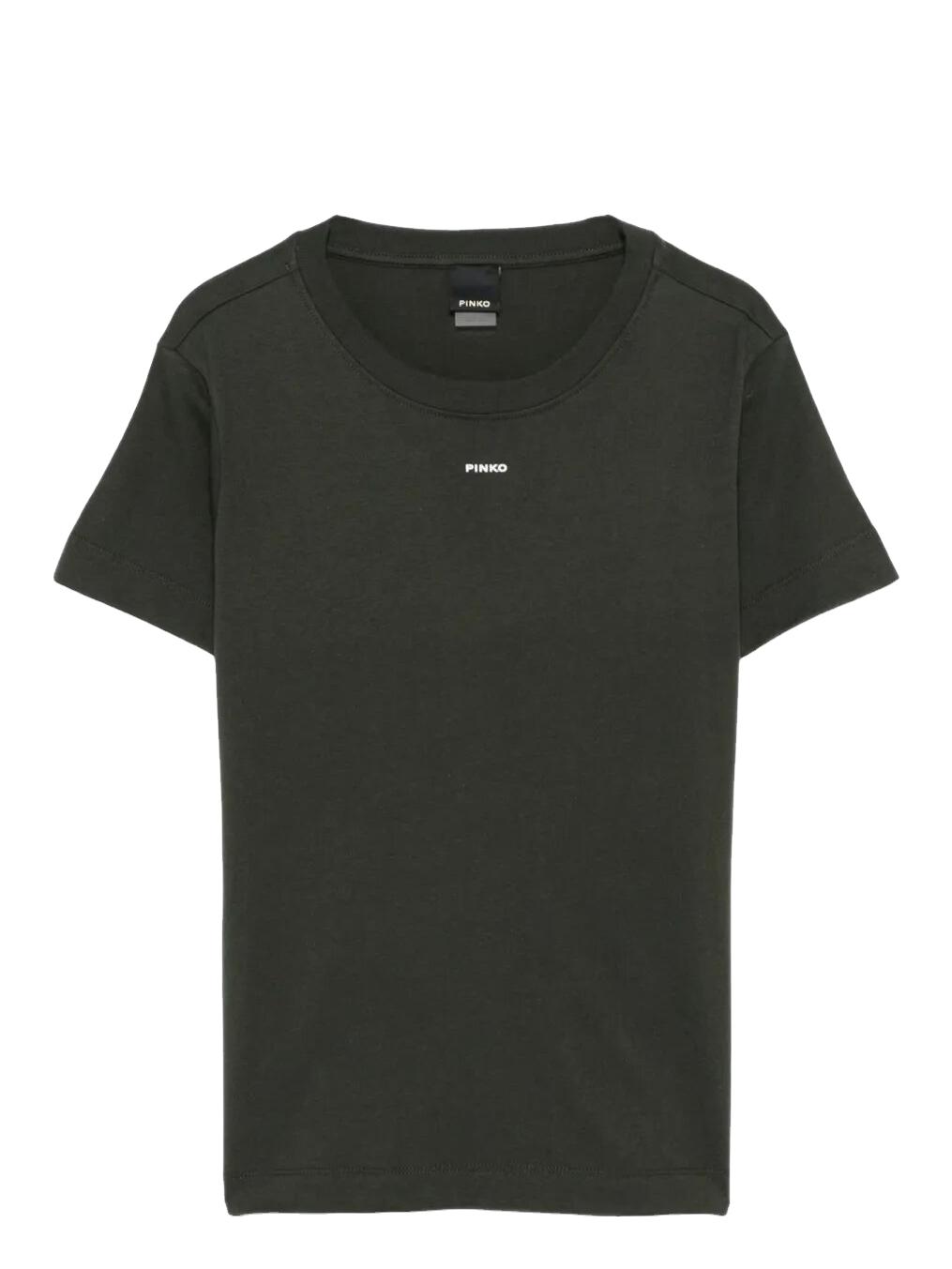 PINKO Pinko Short Sleeve Cotton Top with Ribbed Neckline