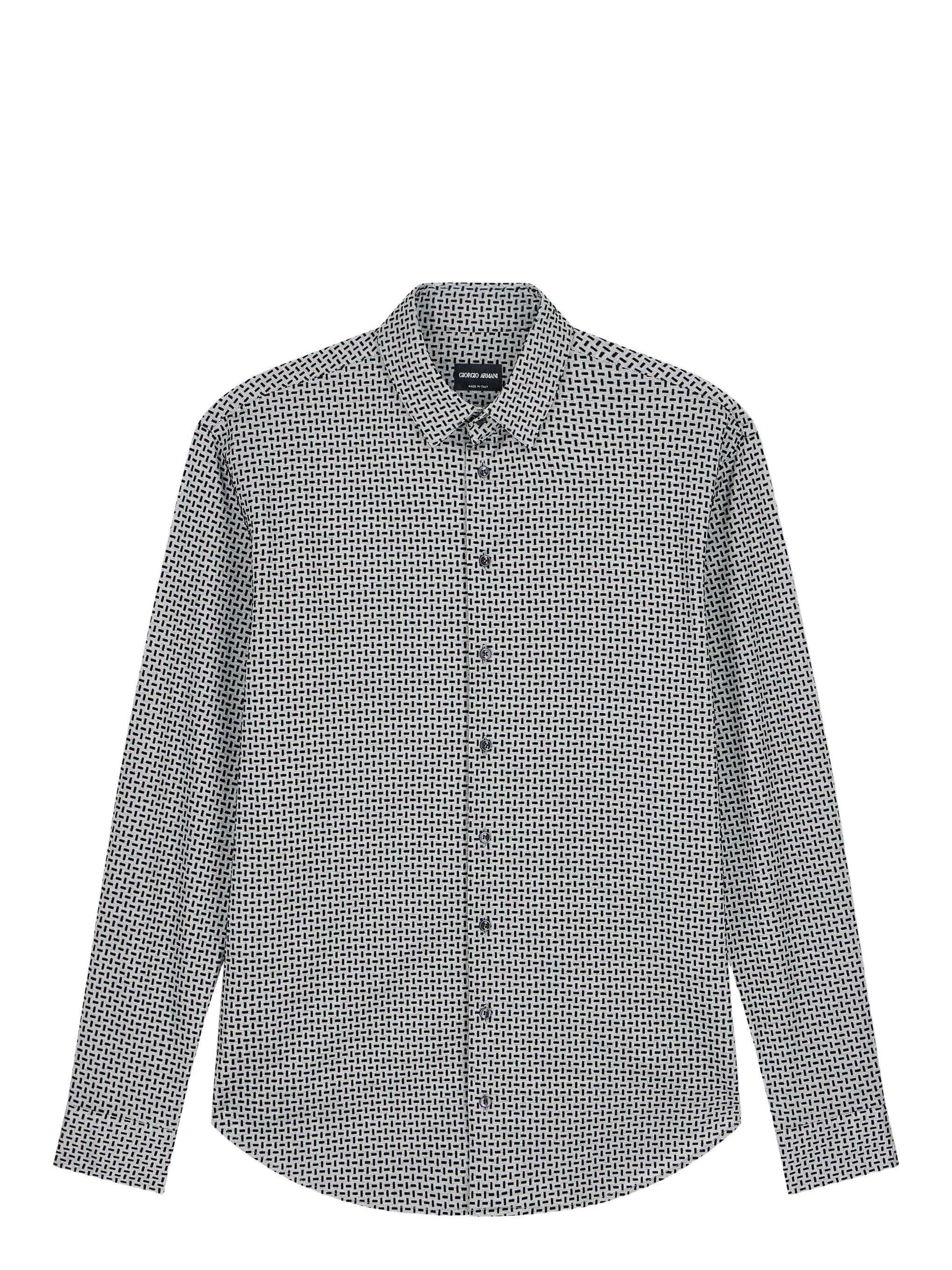 GIORGIO ARMANI regular fit cotton jersey shirt with geometric flock print