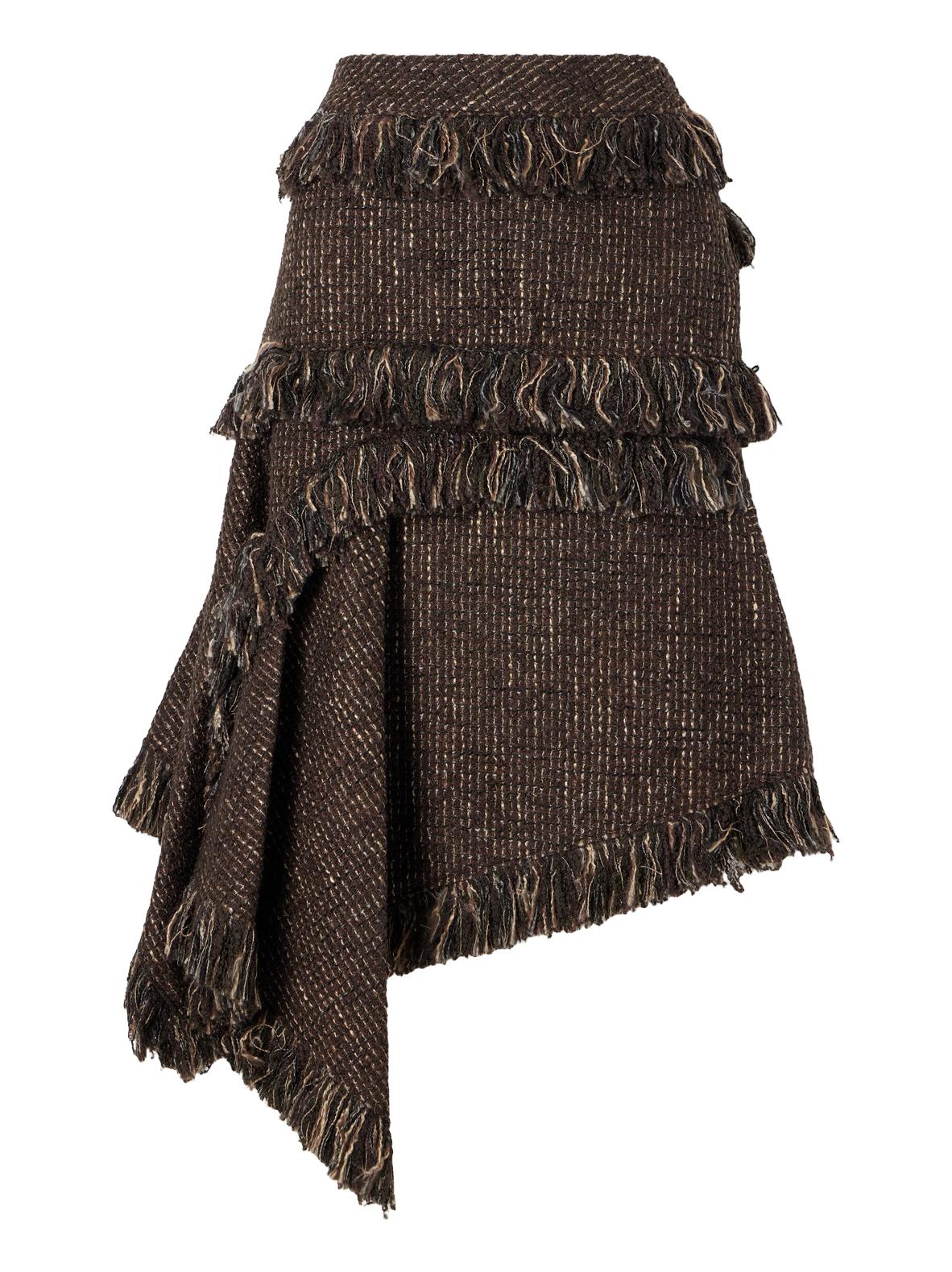 SACAI Sacai Fringed Wool-Blend Tweed Midi Skirt