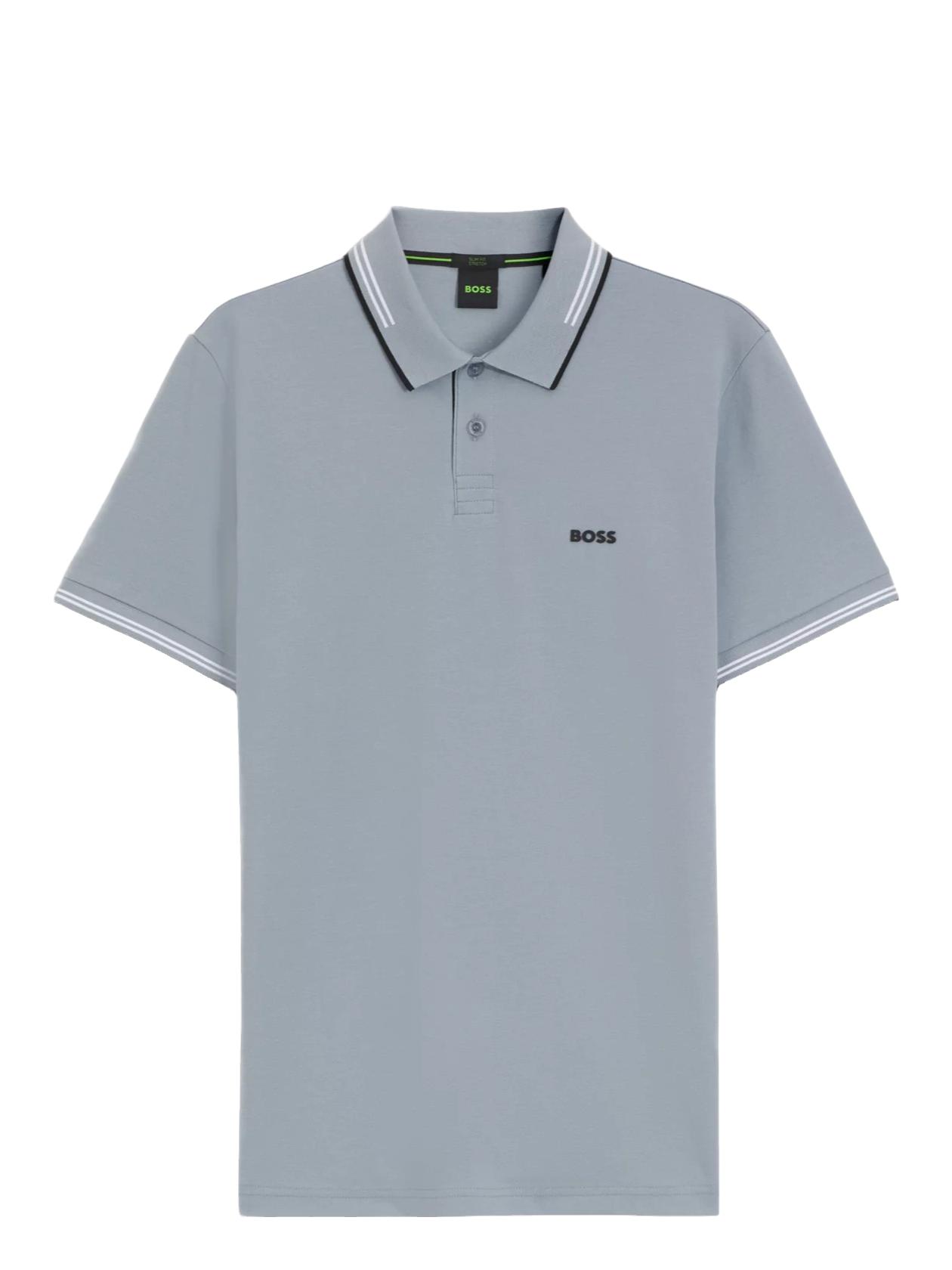 HUGO BOSS stretch-cotton slim-fit polo shirt with branding and stripes
