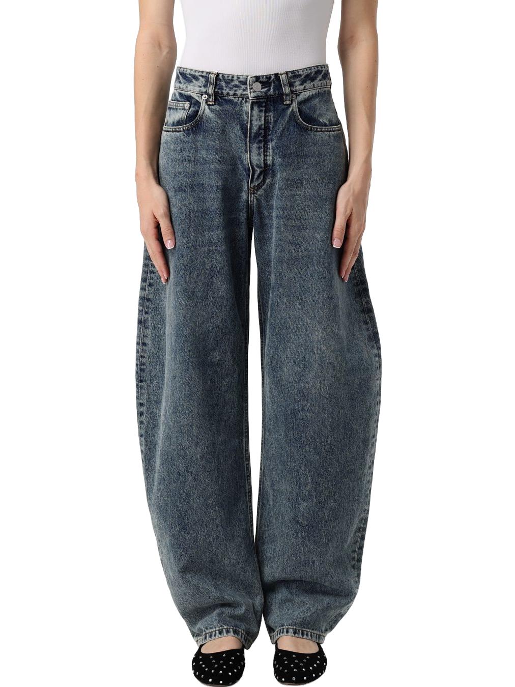 ALAÏA Alaïa Round High-Waisted Baggy Jeans in Cotton Denim