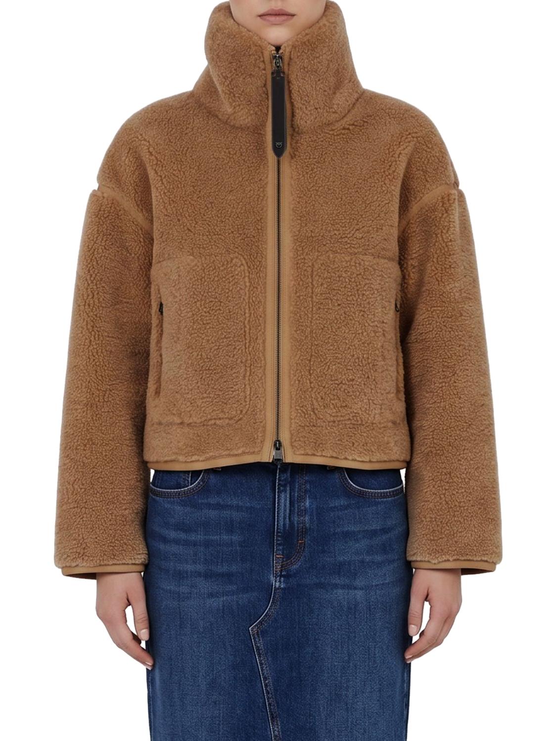 PINKO Pinko Faux Fur Jacket with Contrast Trims and Zip Closure