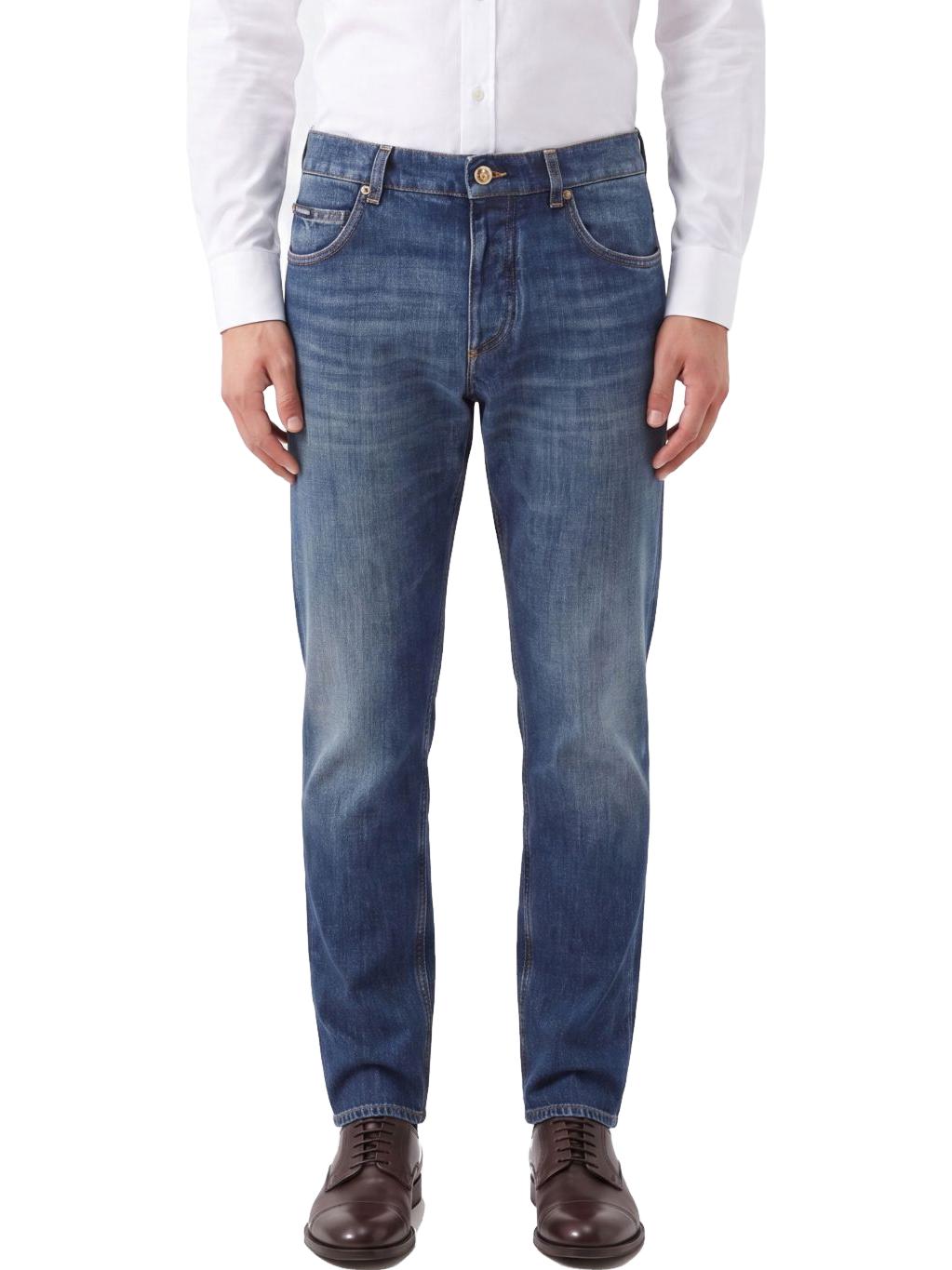 DOLCE & GABBANA Dolce & Gabbana Mid-Rise Straight Fit Cotton Denim Jeans
