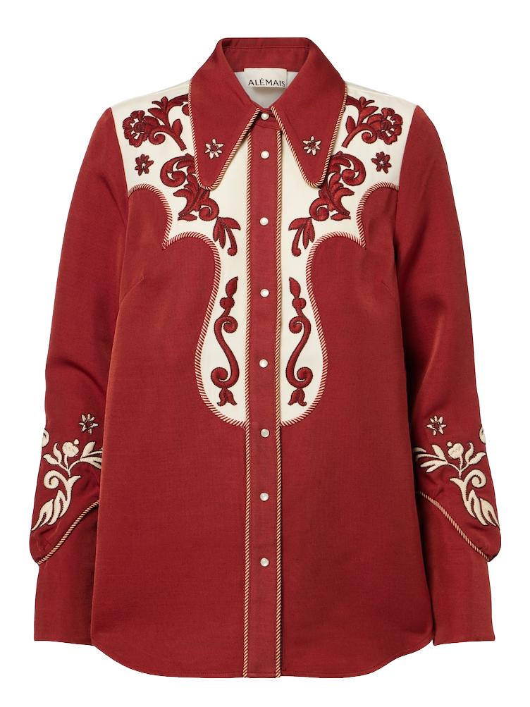 ALEMAIS Alemais Embroidered Wool-Blend Shirt