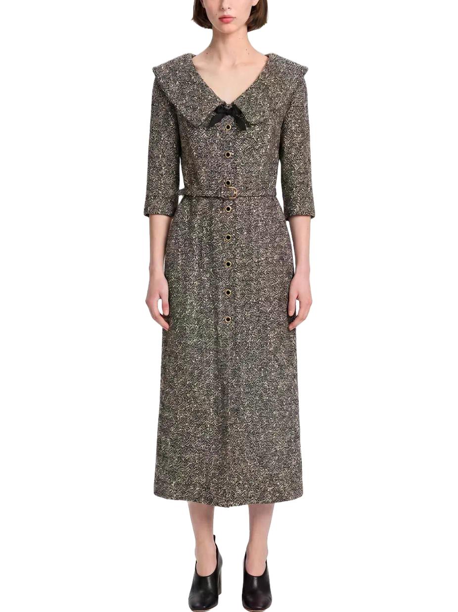 ALESSANDRA RICH Alessandra Rich Off-Shoulder Sequin-Tweed Midi Dress