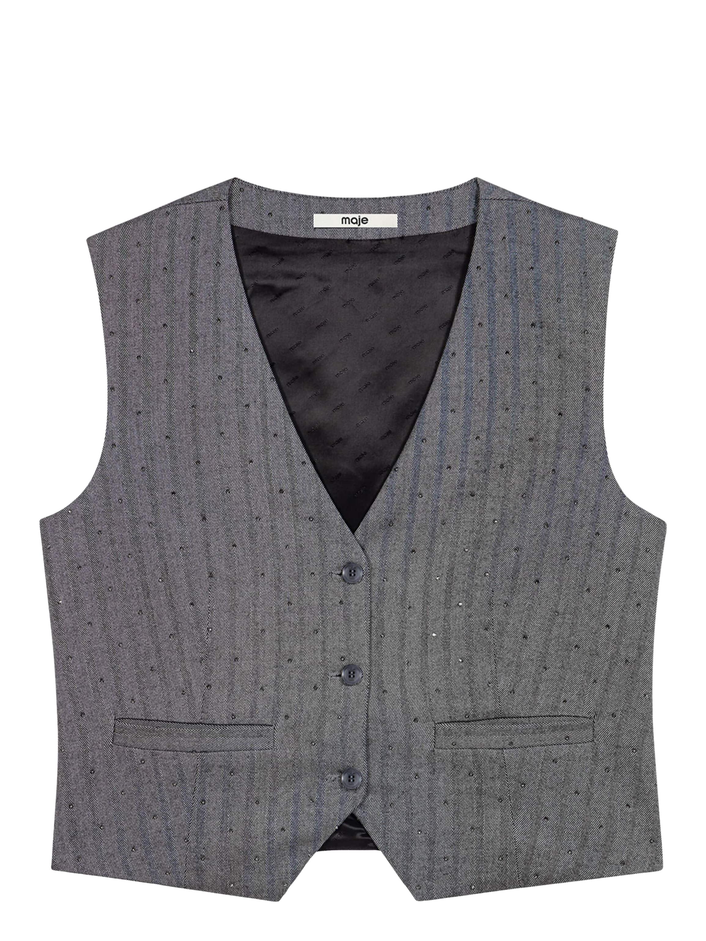 MAJE Maje Striped Rhinestone-Embellished Waistcoat