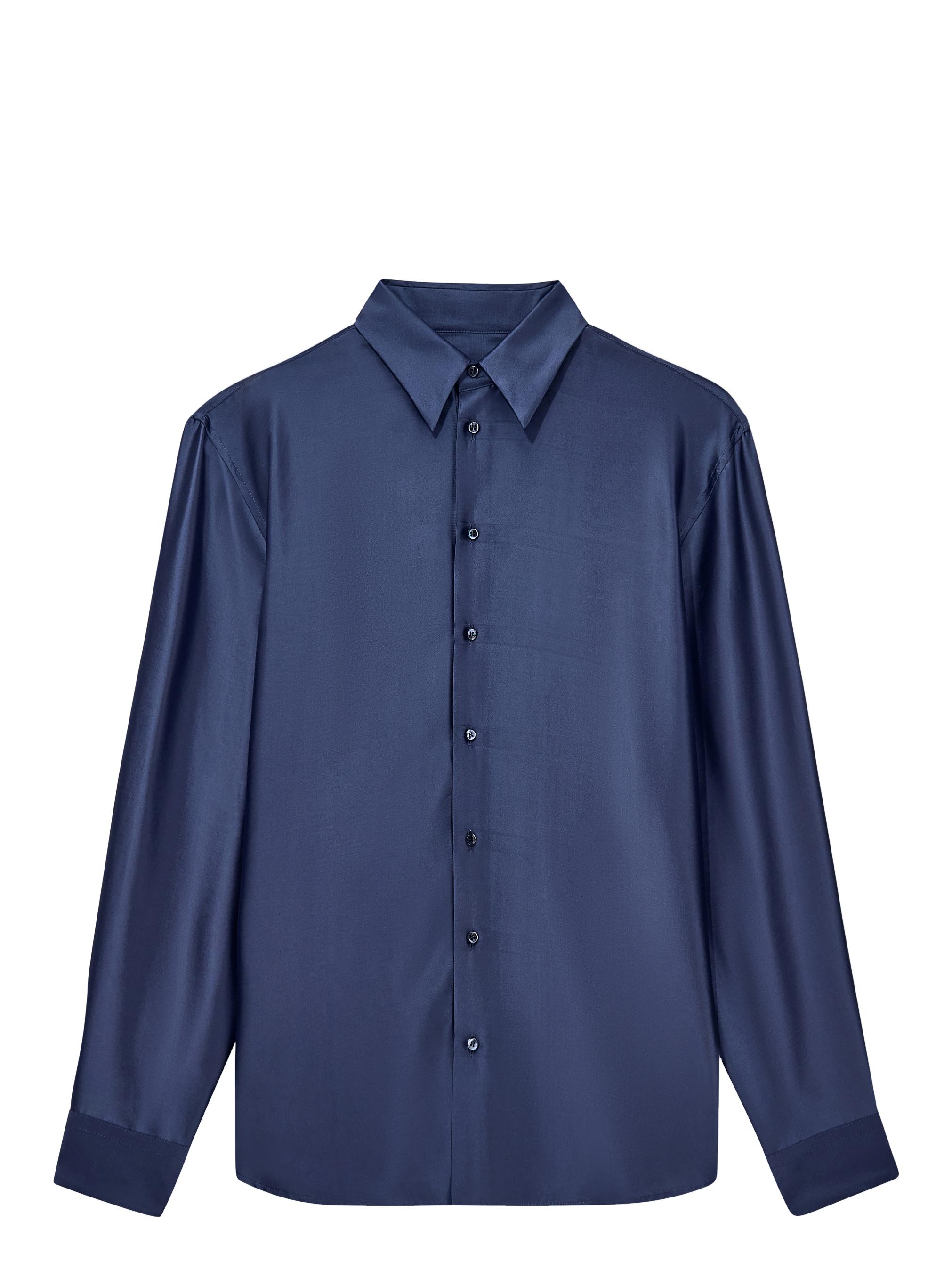 GIORGIO ARMANI shirt regular fit in yarn-dyed viscose and silk poplin