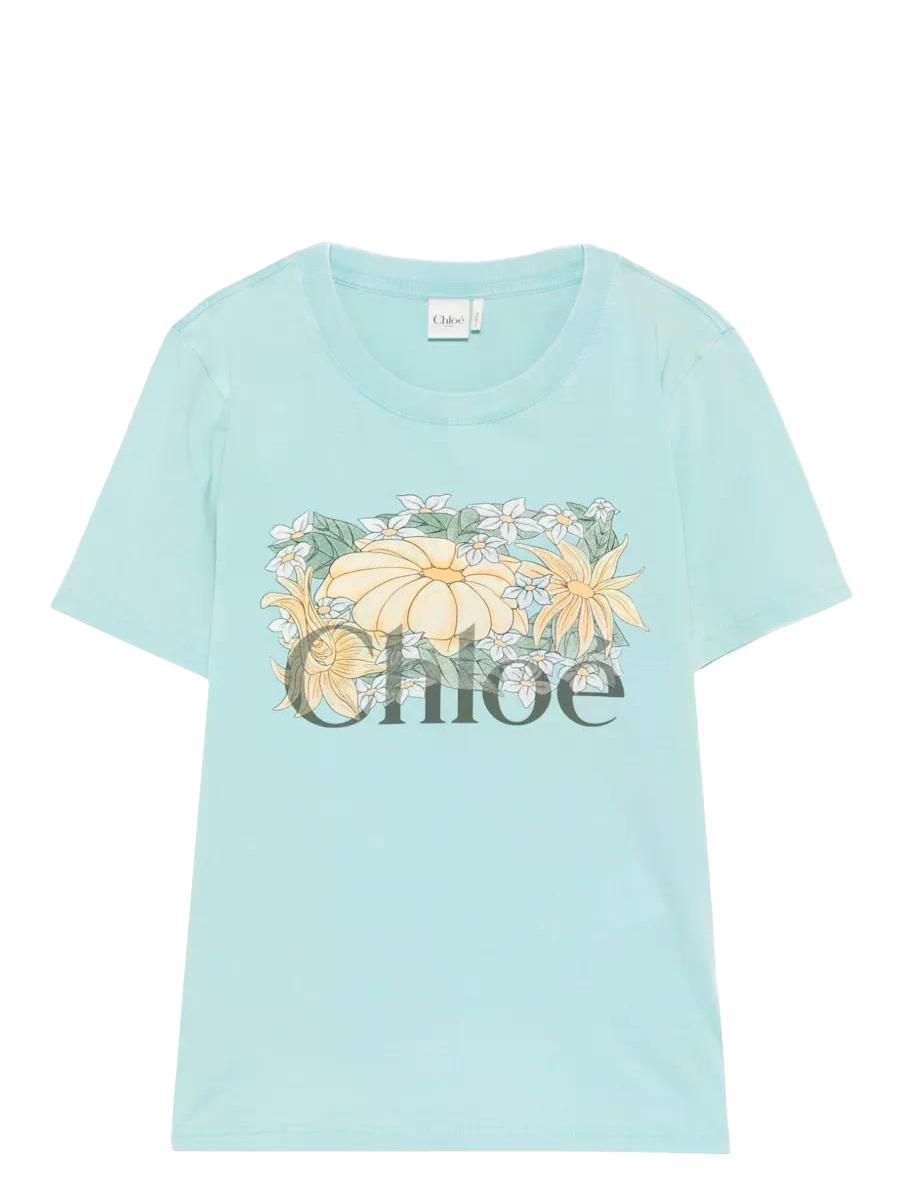 CHLOÉ Chloé Cotton Jersey T-Shirt with Floral Logo