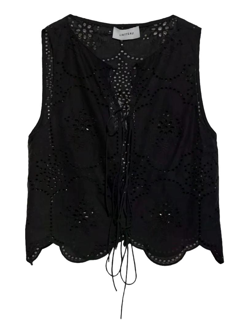 GANNI Ganni Lace-Up Knit Vest Top