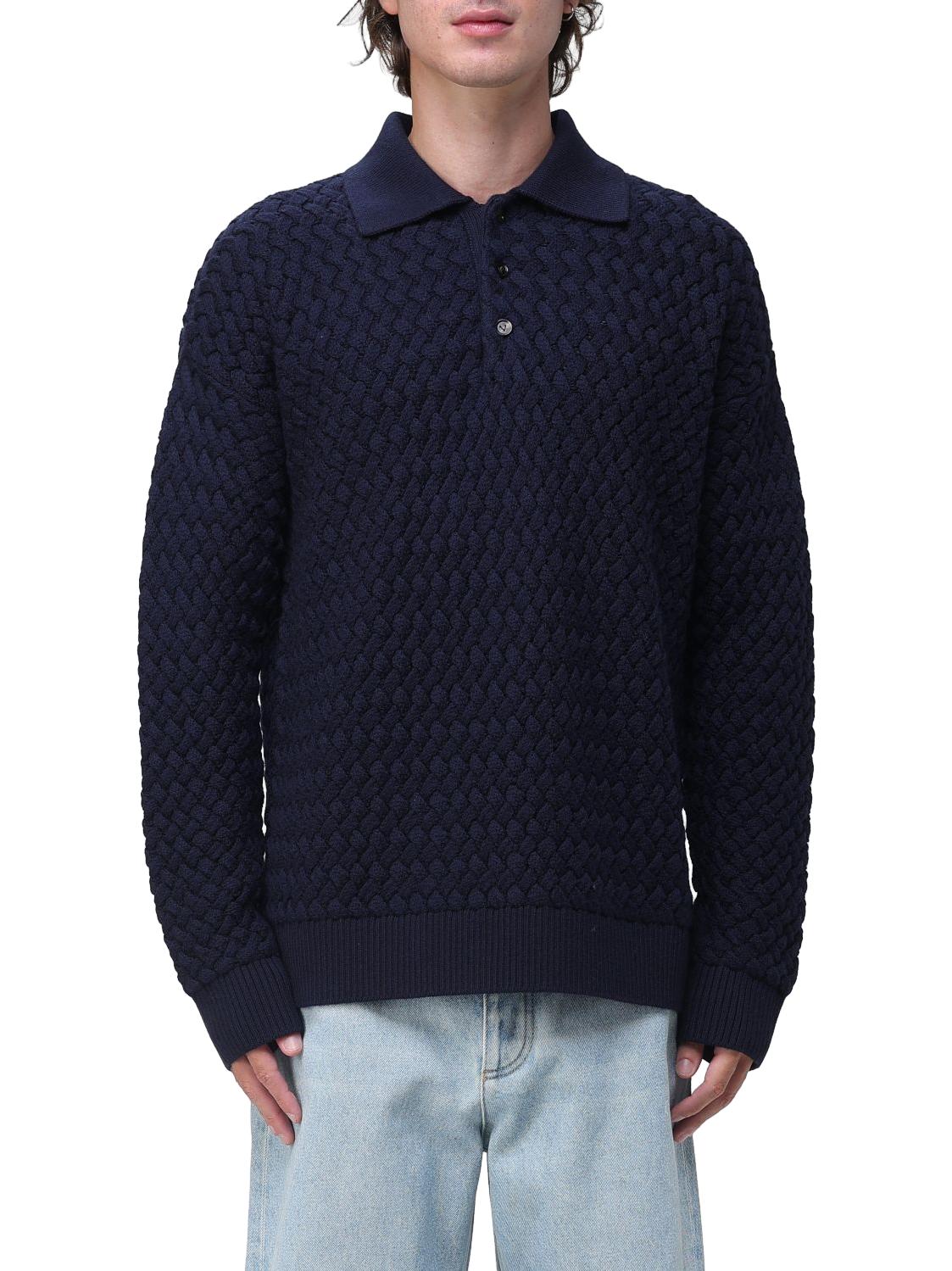 BOTTEGA VENETA Bottega Veneta Relaxed Fit Long Sleeve Knitted Wool Polo Shirt