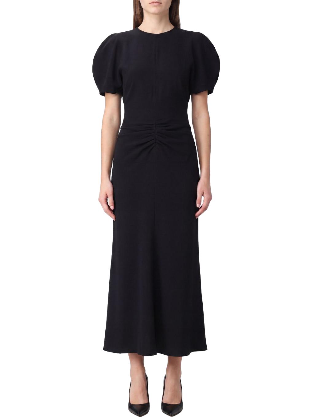 VICTORIA BECKHAM Victoria Victoria Beckham Bela Midi Dress with Puff Sleeves