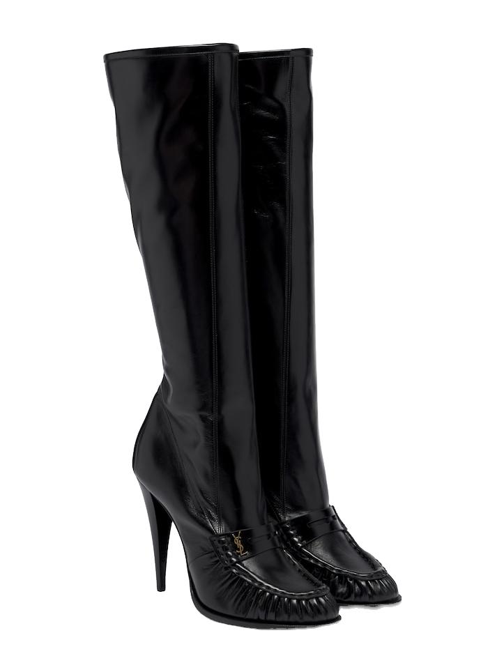 SAINT LAURENT Saint Laurent Le Loafer Leather Knee-High Boots