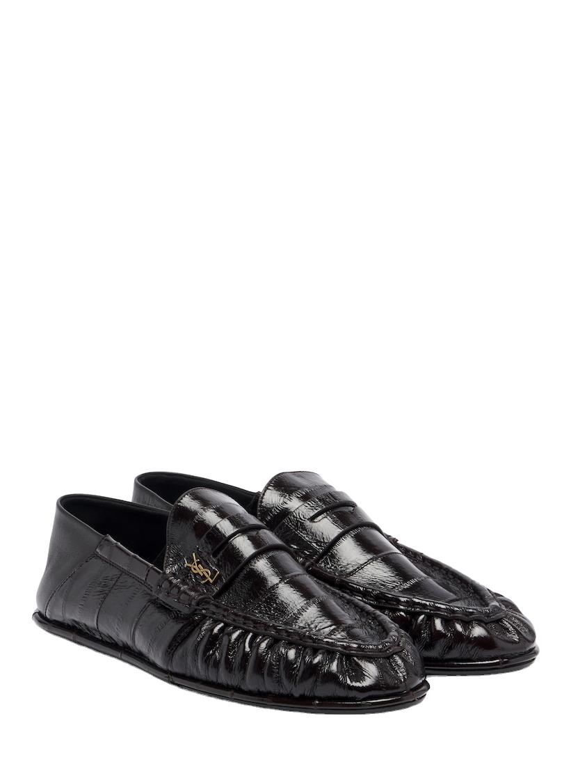 SAINT LAURENT Saint Laurent Cassandre Croc-Effect Leather Loafers