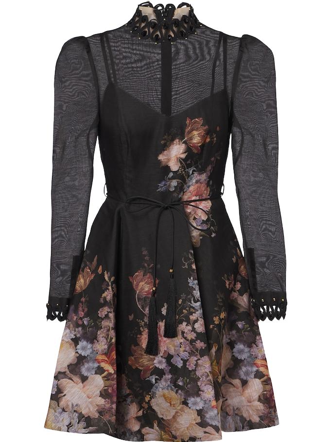 ZIMMERMANN Zimmermann Valiant Floral Linen And Silk Minidress